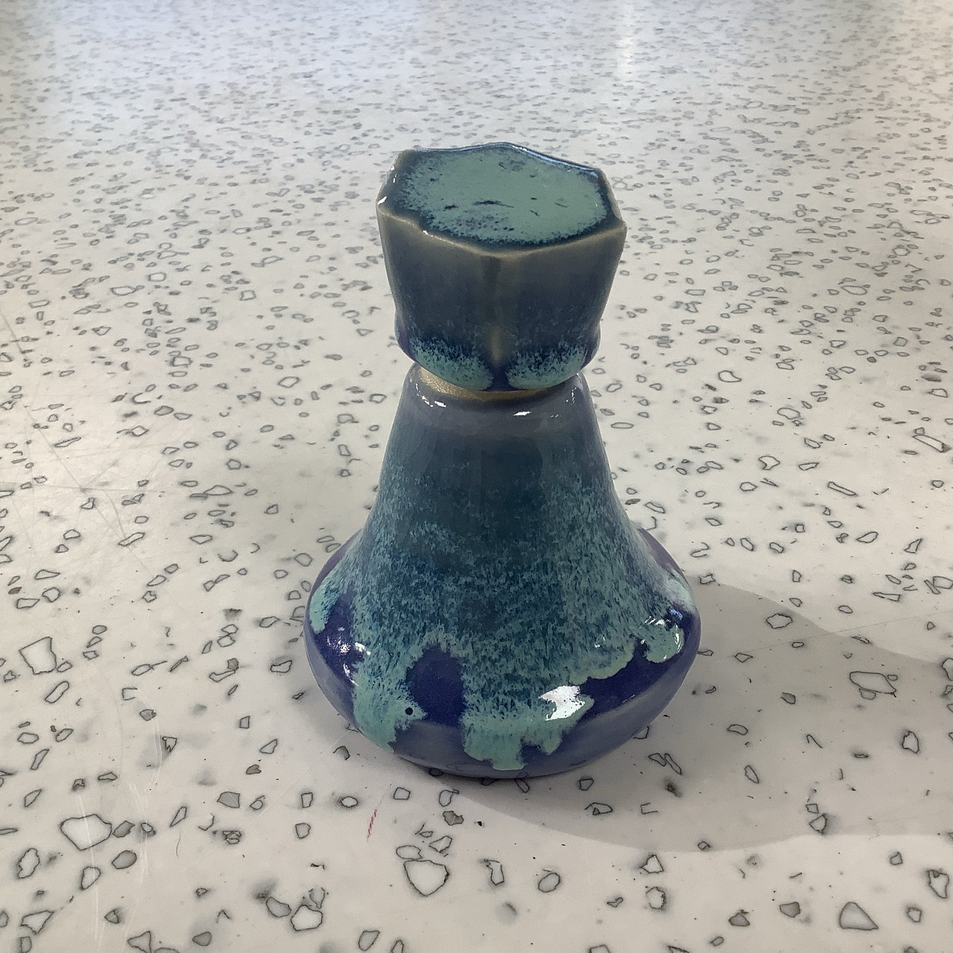 Blue screw top vessel | The Pottery Jungle